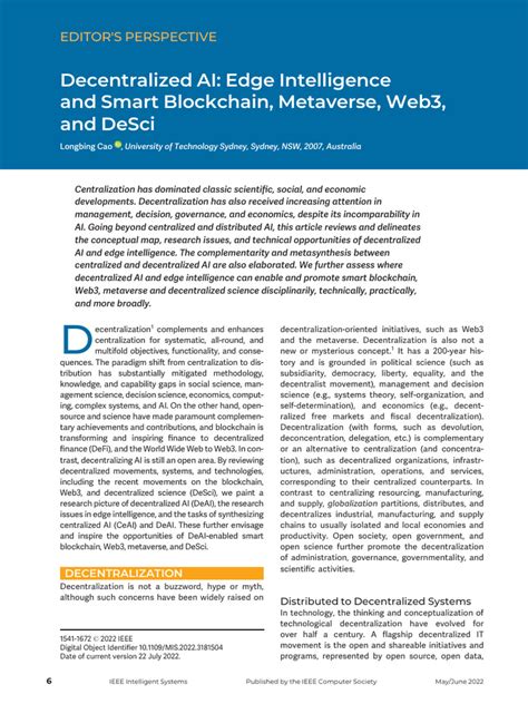 Decentralized Ai Edge Intelligence And Smart Blockchain Metaverse Web3 And Desci Pdf