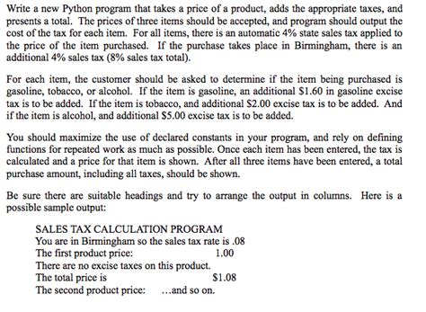 Solved Write A New Python Program That Takes A Price Of A Chegg