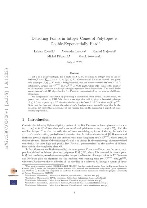 Detecting Points In Integer Cones Of Polytopes Is Double Exponentially Hard Deepai