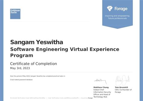 Sangam Yeswitha On Linkedin Goldmansachs Forage Internship Experience Team