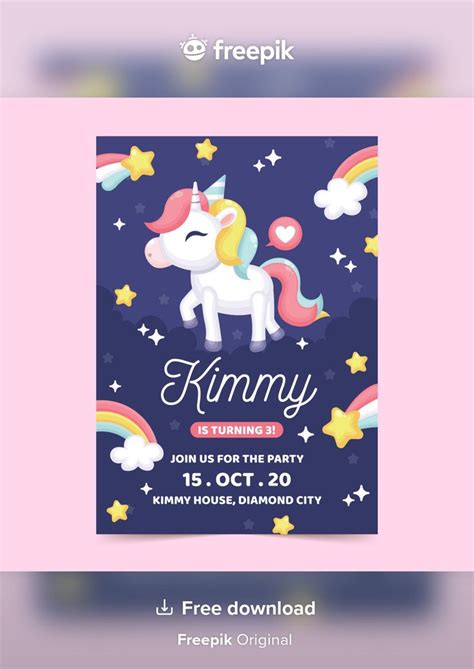 Детский шаблон приглашения на день рождения с фото Бесплатно векторы Шаблон приглашения