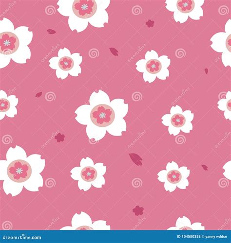 Pink Sakura Seamless Pattern Background Stock Vector Illustration Of
