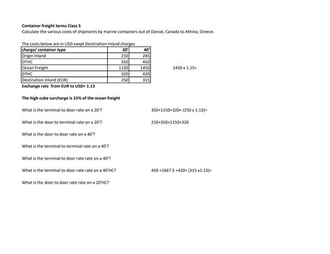 SOLUTION Class 5 Calculate The Freight Charges With Answers Studypool