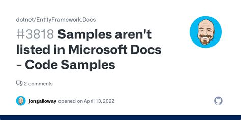 Samples Arent Listed In Microsoft Docs Code Samples · Issue 3818