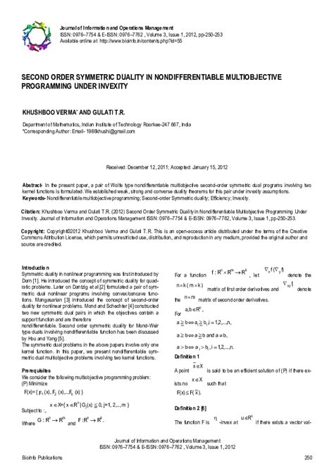 Pdf Second Order Symmetric Duality In Nondifferentiable