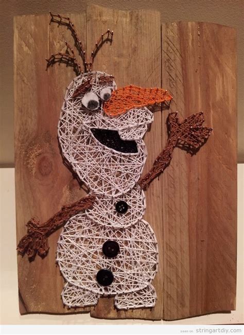 Elsa Ana And Olaf From Frozen String Art String Art Diystring Art Diy