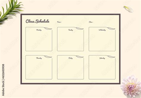 Class Schedule Layout Stock Template Adobe Stock
