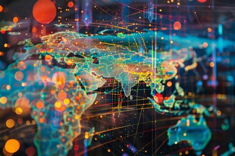 A Digitally Rendered Map Of The World With Lines Connecting Continents Highlighting Global
