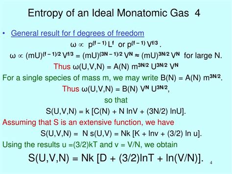 Ppt Entropy Of An Ideal Monatomic Gas 1 Powerpoint Presentation Free Download Id 1431625