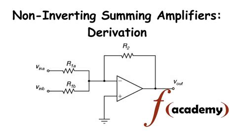 Non Inverting Summing Amplifiers Derivation Functionacademy Youtube
