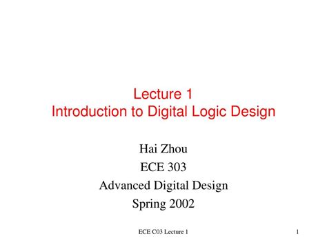 Ppt Lecture Introduction To Digital Logic Design Powerpoint Presentation Id