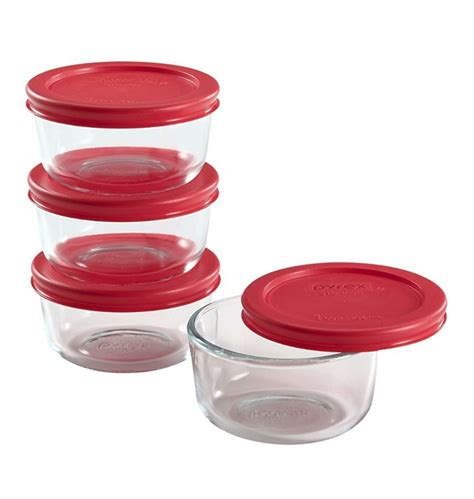 Pyrex Simply Store 8피스 유리 식품 보관 세트용기 4개와 뚜껑 4개 표준 포장 티몬
