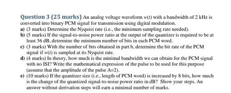 Solved Question Marks An Analog Voltage Waveform W T Chegg