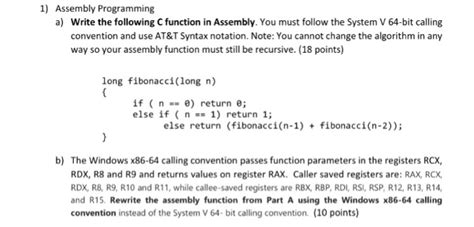 Solved Assembly Programming Write The Following C Function