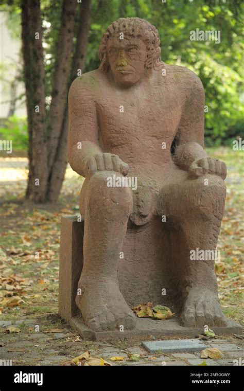 Sculpture The Sitting Man By Michael Siebel Stone Red Man Modern