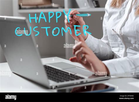 Writing Displaying Text Happy Customer Internet Concept Highest Satisfaction Rate With The