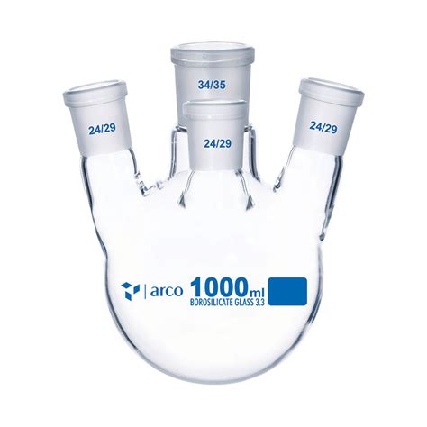 Flask Boiling Round Bottom Four Neck Angular 1000ml Arihantlab