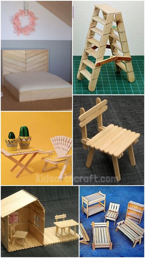 Diy Popsicle Stick Furniture Craft Tutorial Diy Popsicle Stick Crafts Popsicle Stick Crafts
