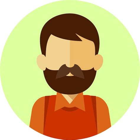 Premium Vector Adult Man With Beard And Mustache Round Avatar Face Icon In Flat Style