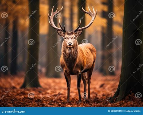 The Taurus Elk With Broad Large And Branched Antlers In A Autumn