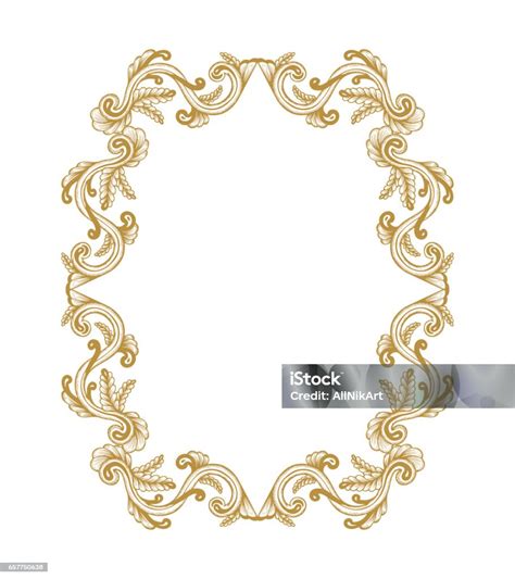 골든 프레임입니다 빈티지 그린 다 마스크 장식 요소 디자인에 대 한 손 바로크 사각 프레임 스크롤 장식입니다 골동품 스타일에서 복고풍 우아한 꽃 패턴 테두리입니다 바로크