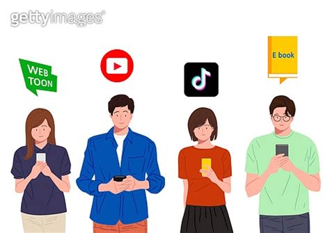 Sns 기술 모바일앱 인터넷 라이프스타일 스마트폰 스낵컬쳐 콘텐츠 이미지 Jv12273830 게티이미지뱅크