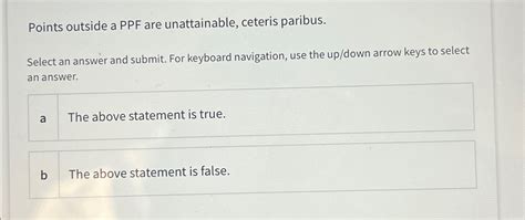 Solved Points Outside A Ppf Are Unattainable Ceteris