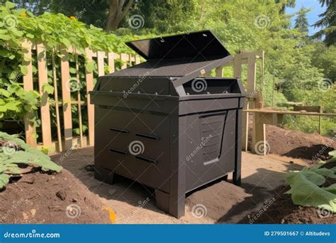 Composting Bin With Aeration System And Automatic Turner For Superior Compost Stock Illustration