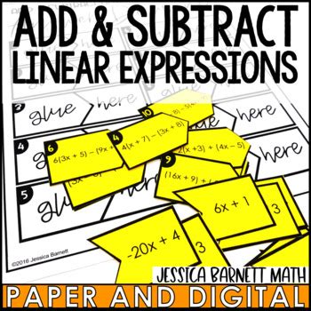 Add And Subtract Linear Expressions Activity Hands On Matching TPT