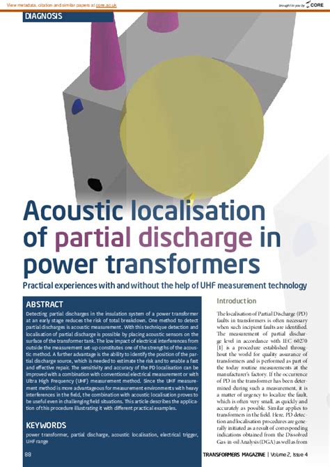Pdf Acoustic Localisation Of Partial Discharge In Power Transformers