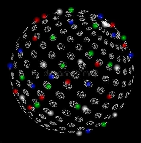 Bright Mesh Wire Frame Abstract Dotted Sphere With Flare Spots Stock Vector Illustration Of