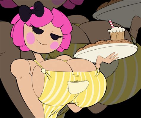 Rule 34 1girls Apron Artist Name Big Breasts Black Background Black Eyes Blush Bow Breasts