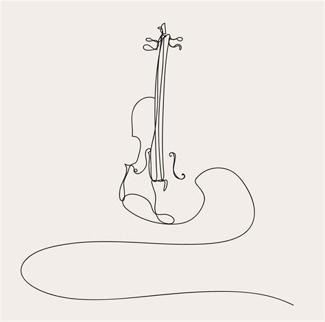 Minimalist Violin Line Art Music Outline Drawing Stringed Instrument