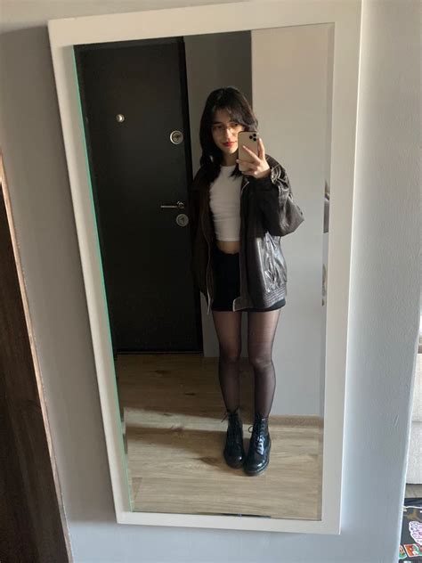 Doc Martens Outfit Leather Skirt Outfit Black Leather Jacket Outfit