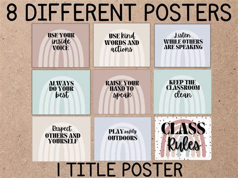Editable Classroom Rules Posters Printable Bulletin Board Posters Elementary School