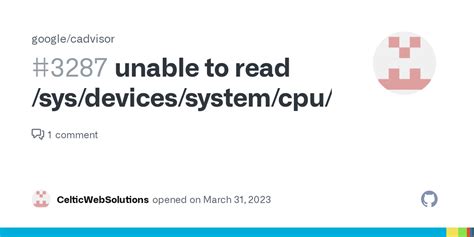 Unable To Read Sysdevicessystemcpucpu0online · Issue 3287