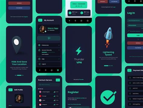 Thunder A Premium Mobile Vpn App Ui Kit Thunder A Premium Mobile Vpn App Ui Kit App Ui Ui