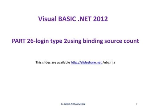 Part 26 Login Type2 Using Binding Source Count Ppt