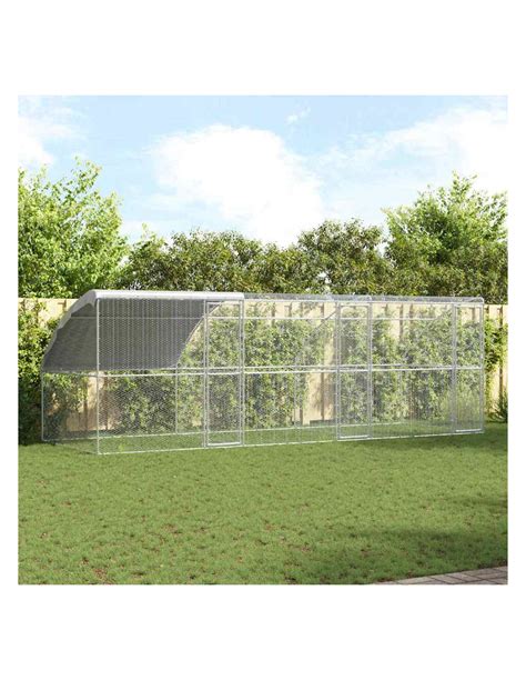 Poulailler Grillagé Enclos Parc Cage à Poules Triple Argent 600 X 200