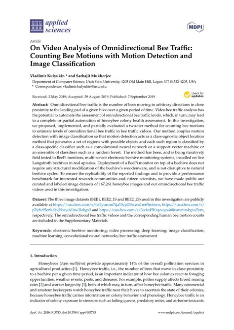 Pdf On Video Analysis Of Omnidirectional Bee Traffic Counting Bee Motions With Motion