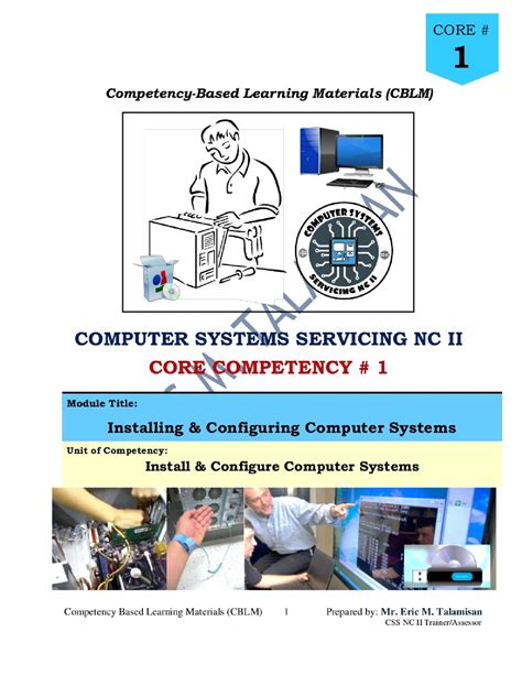Core 1 Version 1 Installing Computer System And Networks Science