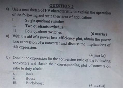 Ouestion 3 A Use A Neat Sketch Of J V Characteristic To Explain The