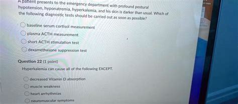 Solved Patient Presents To The Emergency Hypotension Hyponatremia