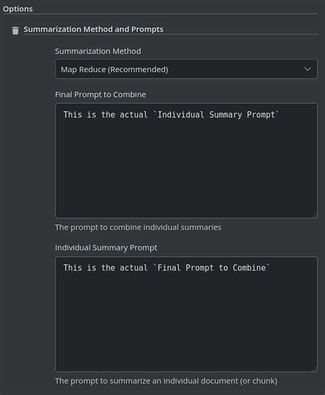 Summarization Chain Final Prompt And Individual Summary Descriptions