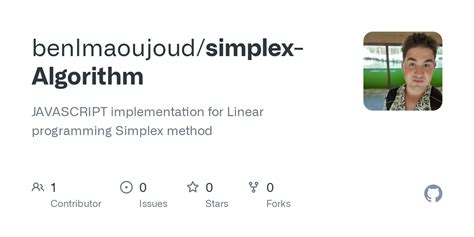 GitHub Benlmaoujoud Simplex Algorithm JAVASCRIPT Implementation For Linear Programming