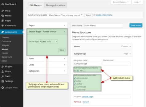 WordPress Power Menus Plugin Limit Access To Pages And Posts WP Tavern