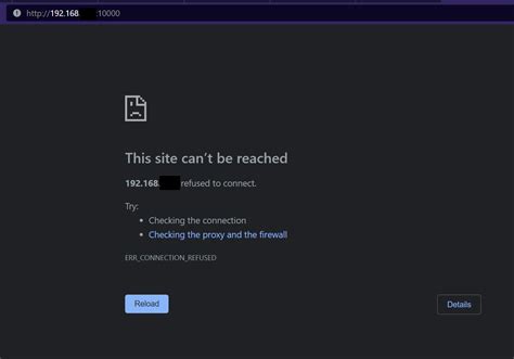 networking host pc fails to access webmin which is installed on