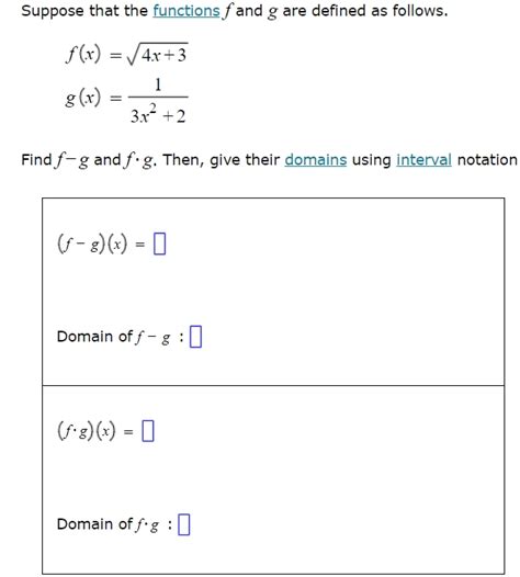 solved suppose that the functions f ﻿and g ﻿are defined as
