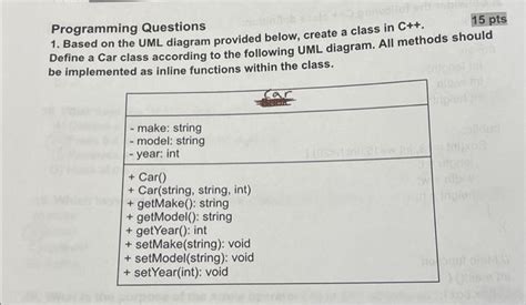 Solved Programming Questions Pts Based On The UML Chegg Com