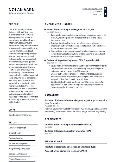 Meta Software Integration Engineer Resume Examples
